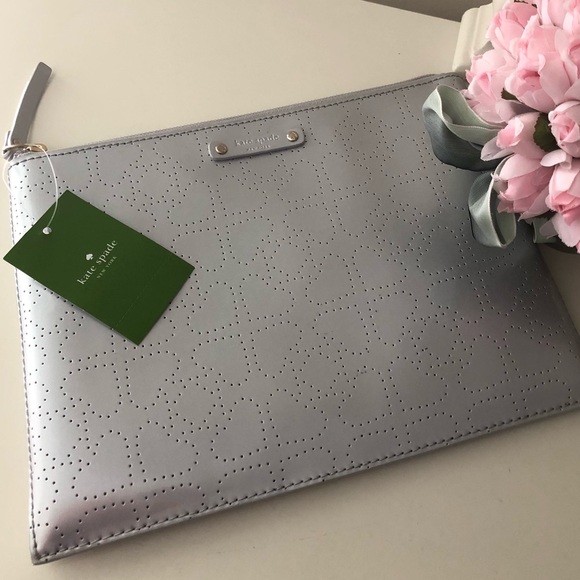 kate spade | Accessories | Kate Spade Large Silver Pouch | Poshmark